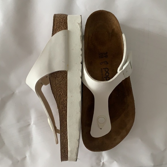Birkenstock | Shoes | Birkenstock Gizeh White Platform Sandals 39 Euc ...